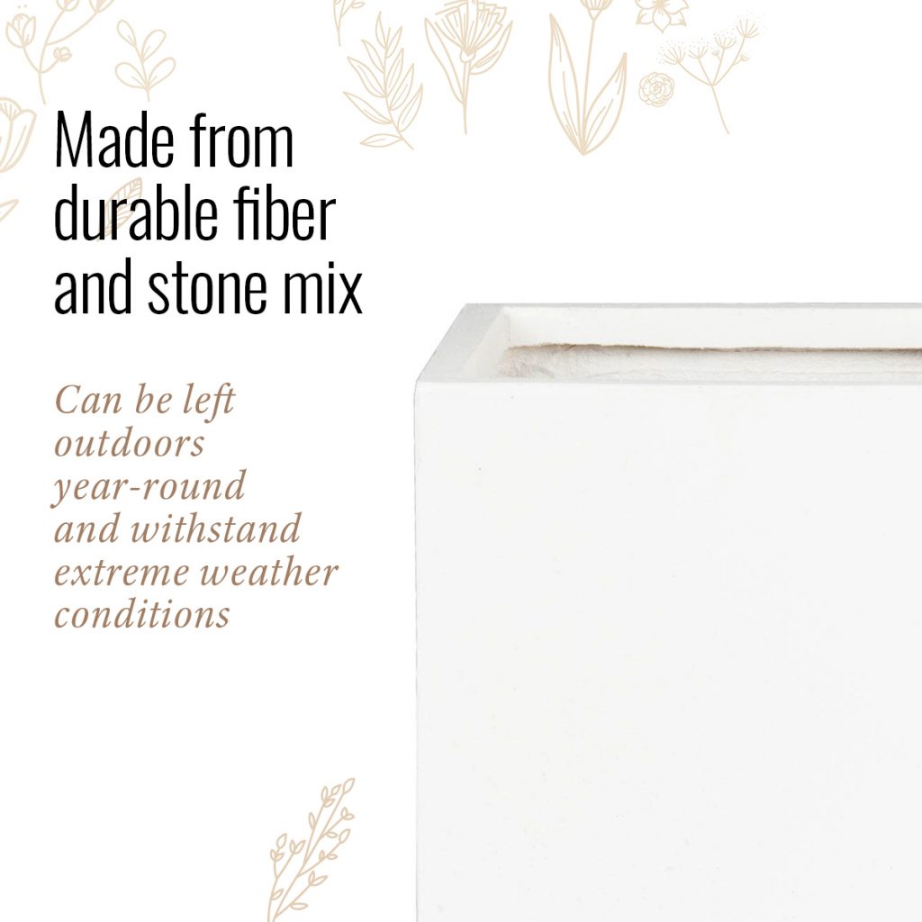 Square Box Contemporary White Light Concrete Planter H50 L50 W50 cm ...