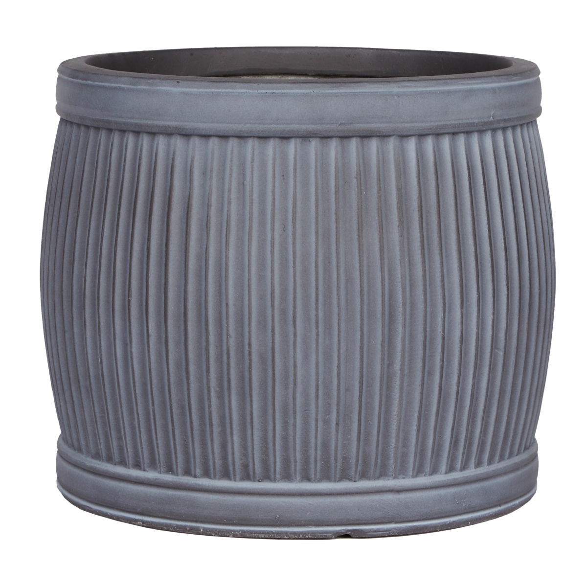 Vertical Ribbed Vintage Style Grey Barrel Round Garden Planter D54 H44 ...