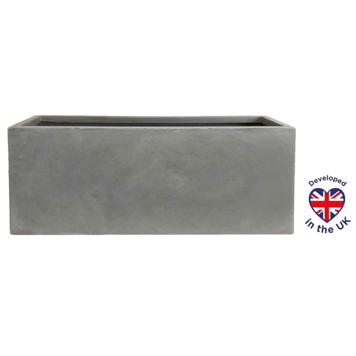 Contemporary Light Concrete Grey Trough Planter H41 L85 W26 cm, 91 ltrs ...