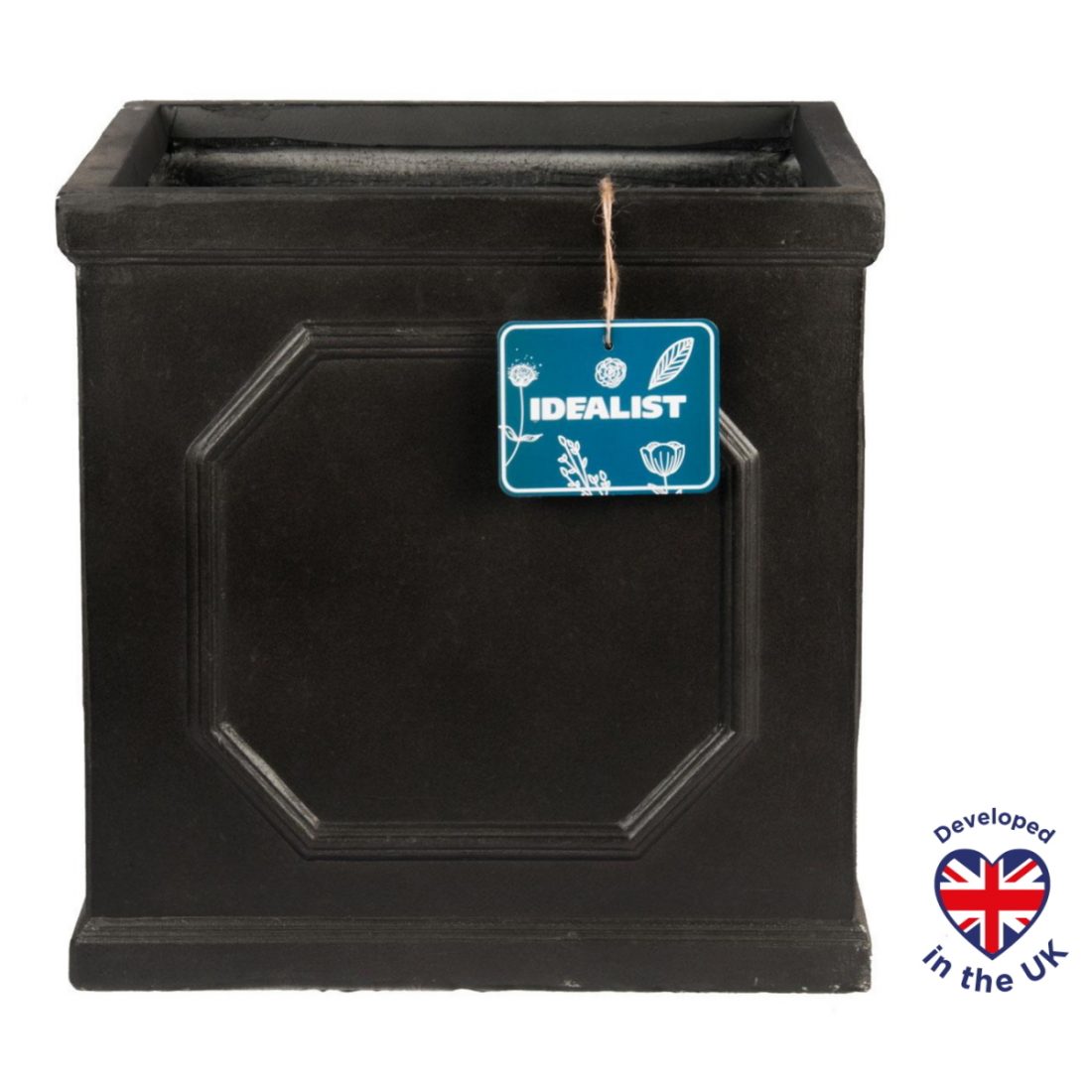 Faux Lead Chelsea Box Square Dark Grey Light Stone Garden Planter W45 ...