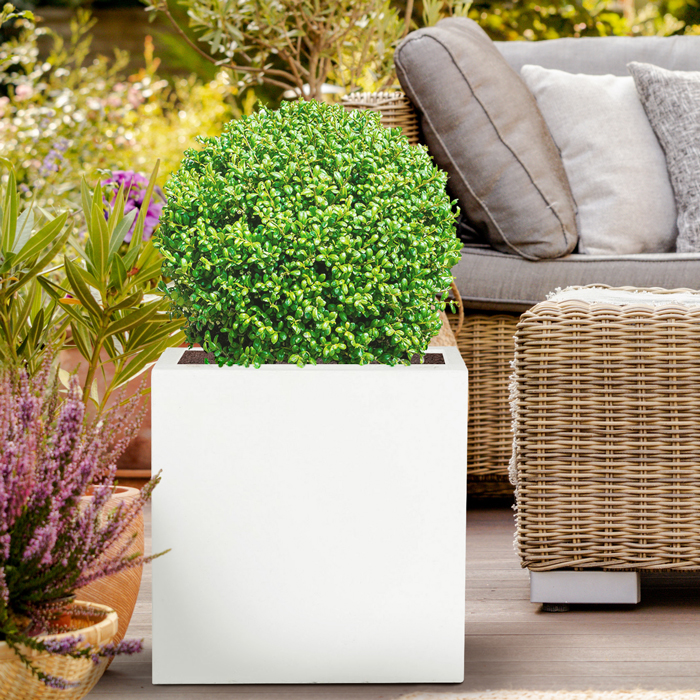 Square Box White Light Concrete Garden Planter H50 L50 W50 cm, 126 ltrs ...