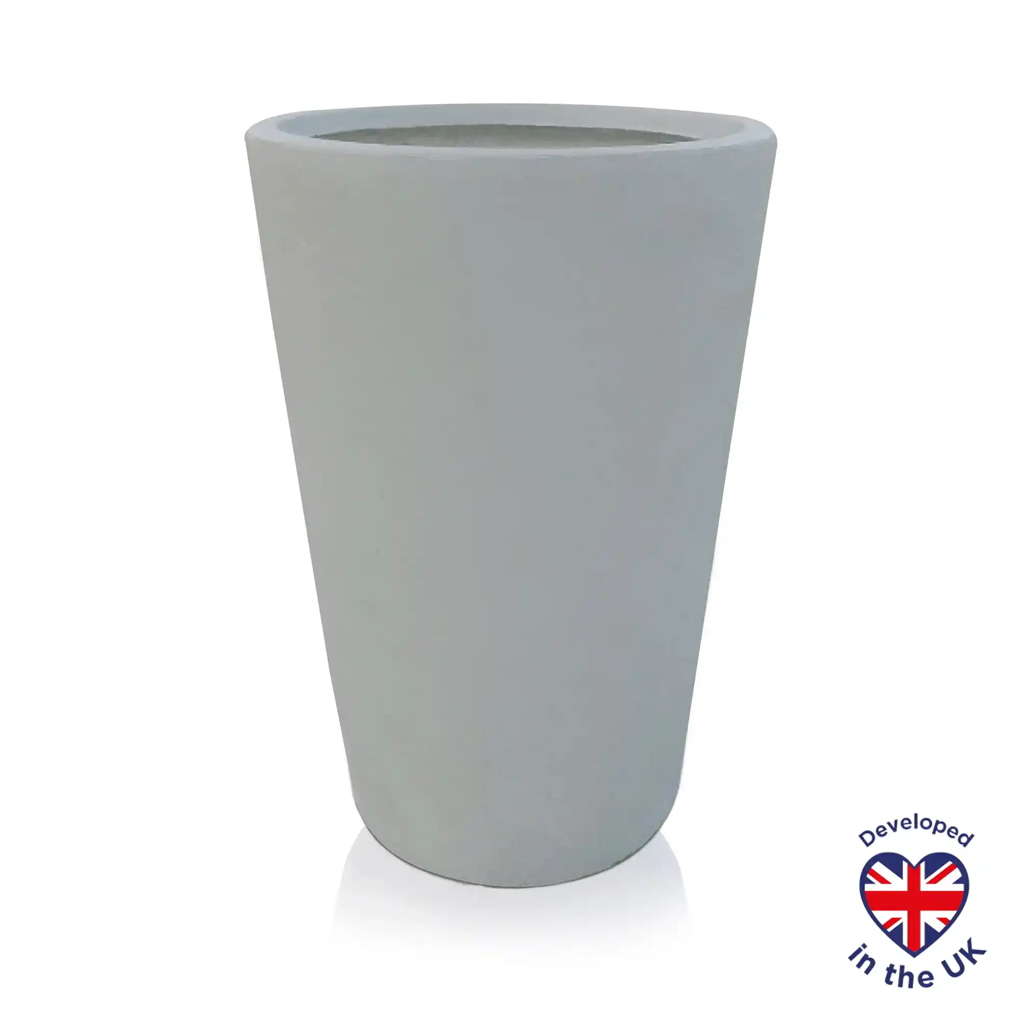 Round Stone Grey Light Concrete Garden Planter H57 L41 W41 cm, 75 ltrs ...