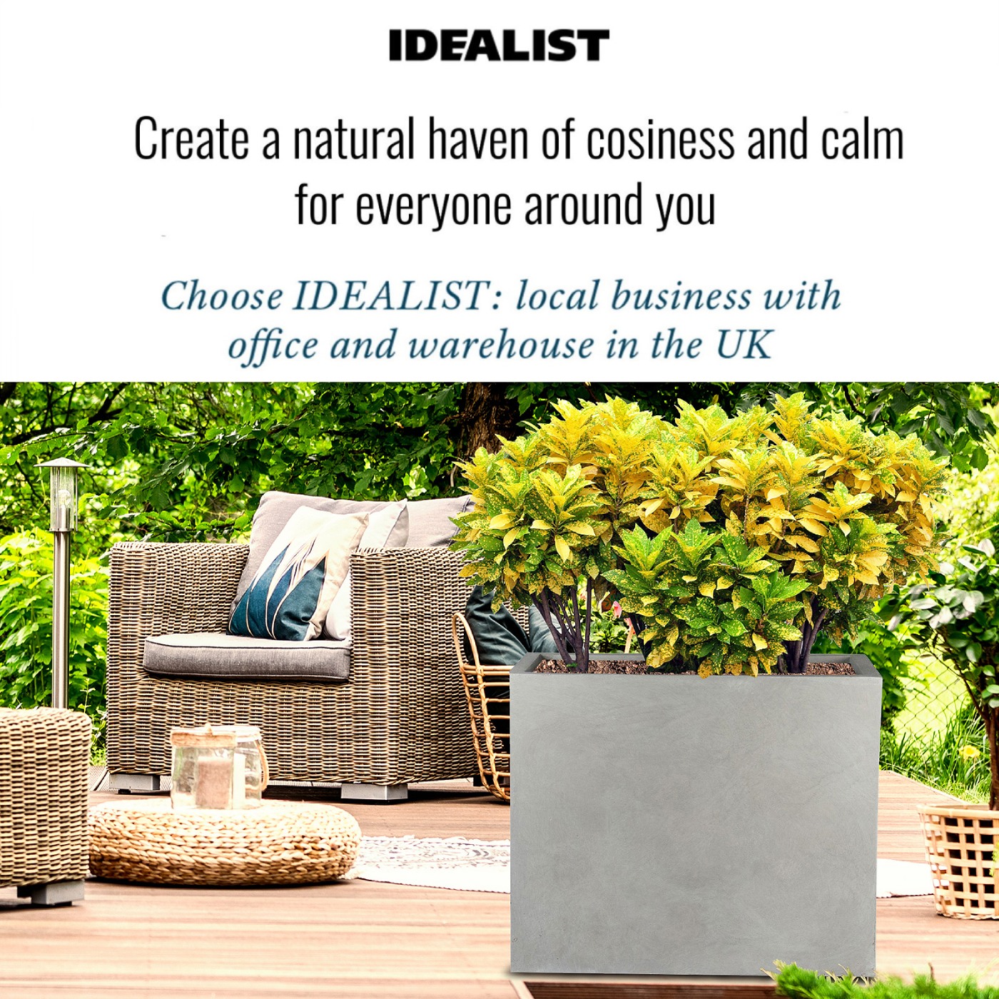 Raised Contemporary Light Concrete Grey Trough Planter H40 L50 W20 cm ...