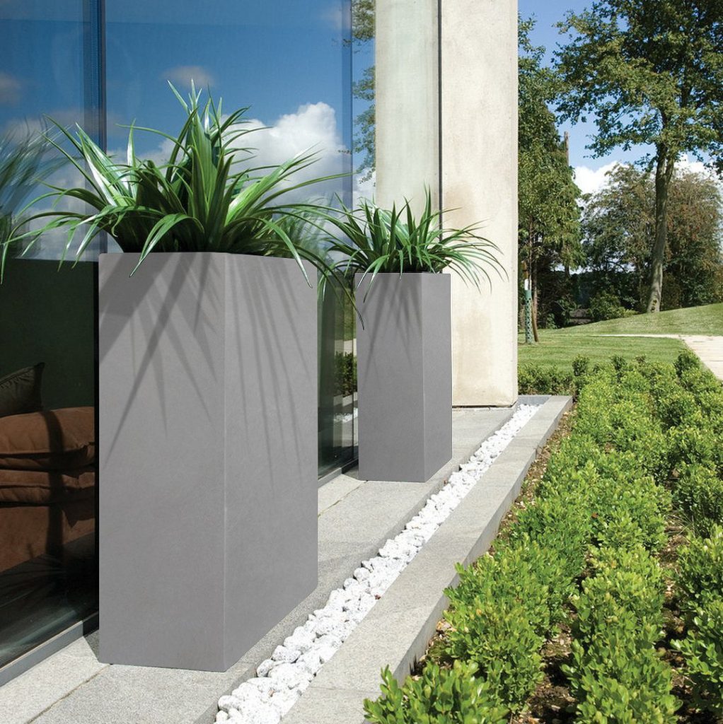 Narrow Light Concrete Grey Trough Garden Planter H50.5 L60 W30 cm, 91 ...