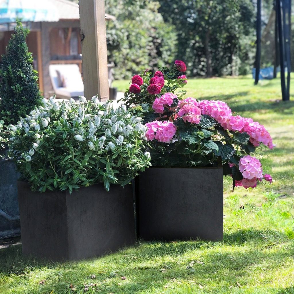 Square Box Faux Lead Light Concrete Garden Planter H40 L40 W40 cm, 65 ...