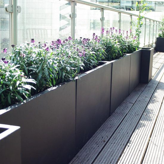 Faux Lead Light Concrete Trough Garden Planter H30 L65 W19 cm, 37 ltrs ...