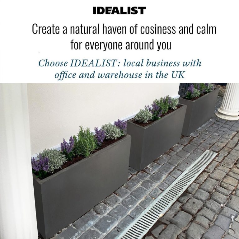 Faux Lead Light Concrete Trough Garden Planter H41 L85 W26 cm, 91 ltrs ...