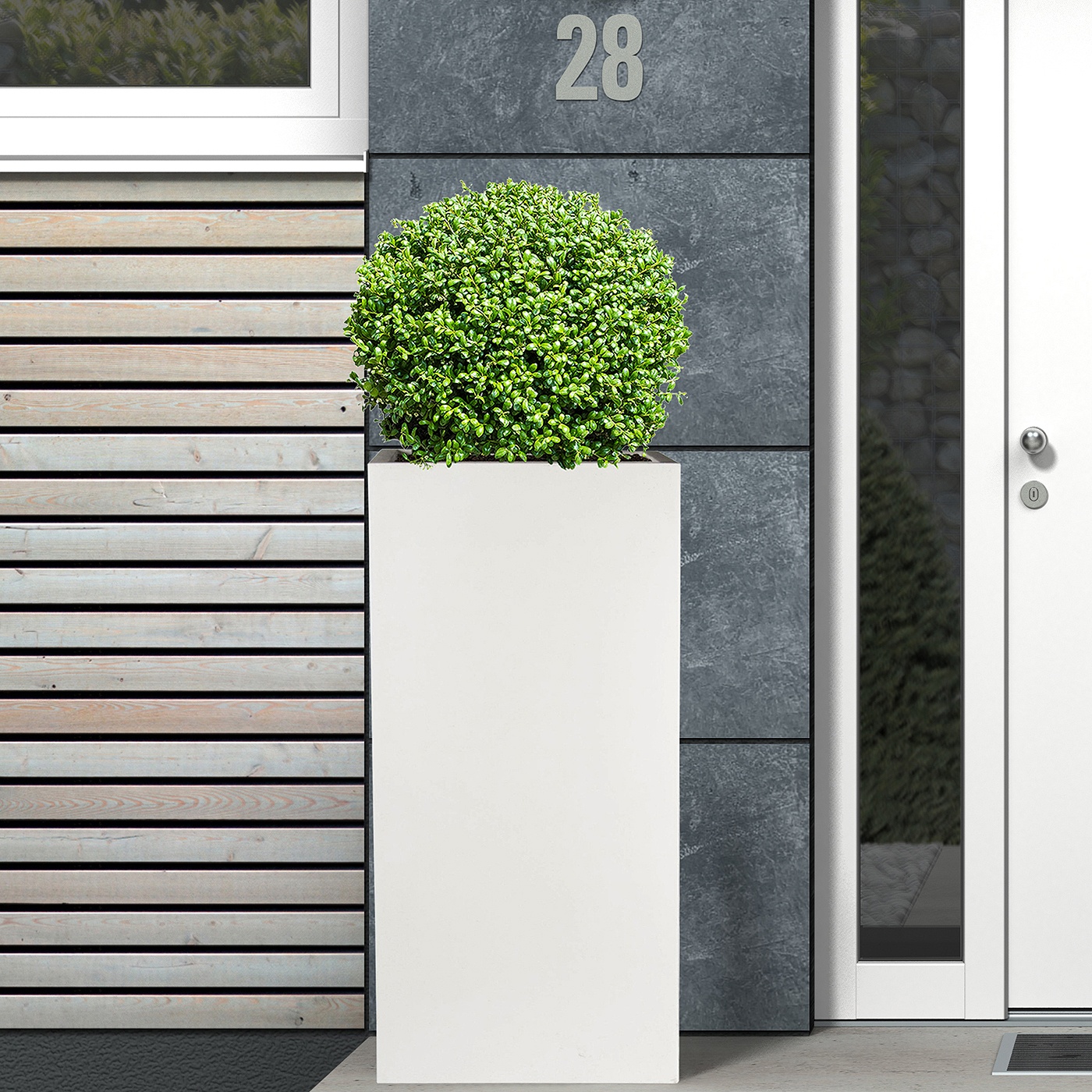 Tall Square White Light Concrete Garden Planter H80 L40 W40 cm, 132 ...