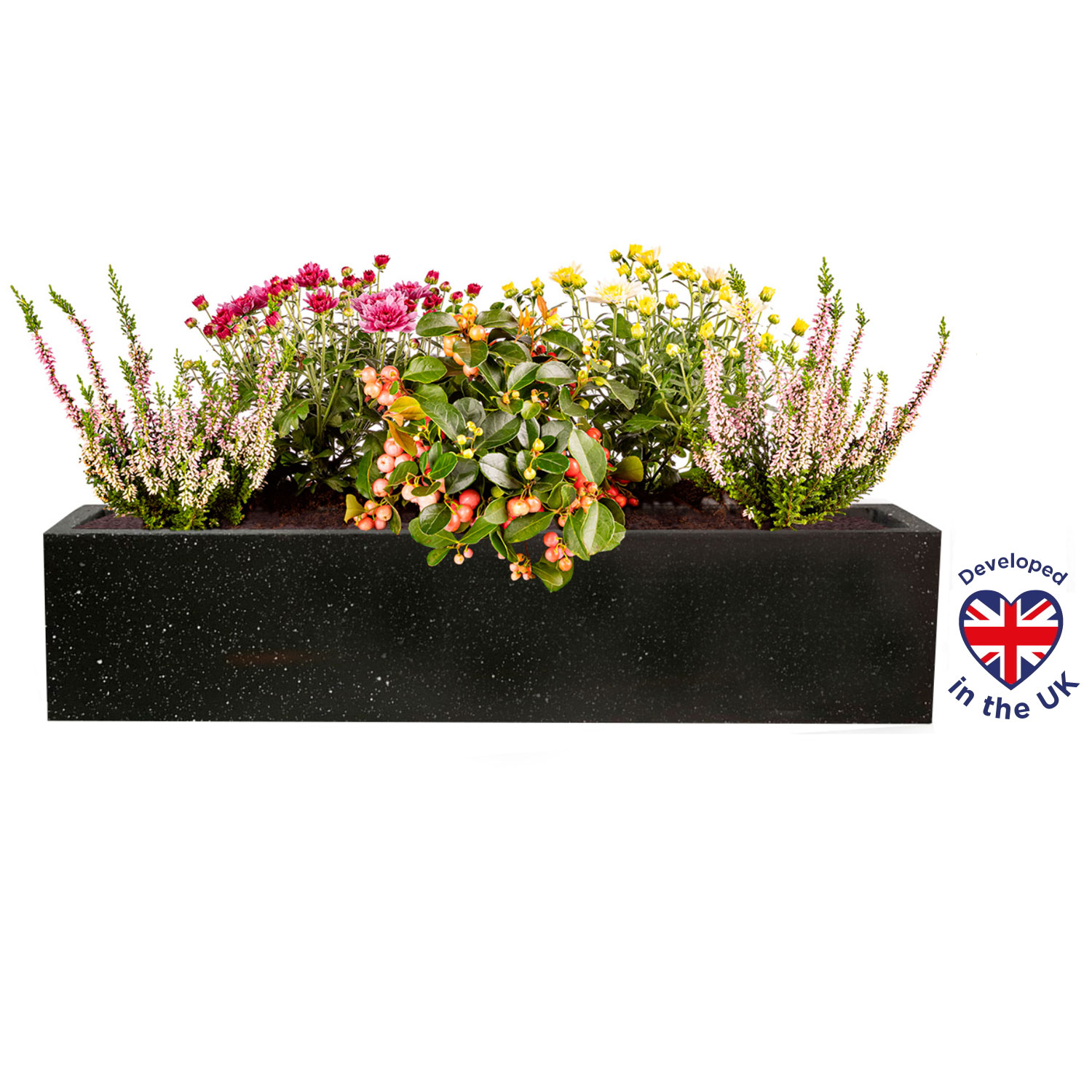 Window Box Light Concrete Black Terazzo Planter L40 W17 H17.5 cm, 16 ...