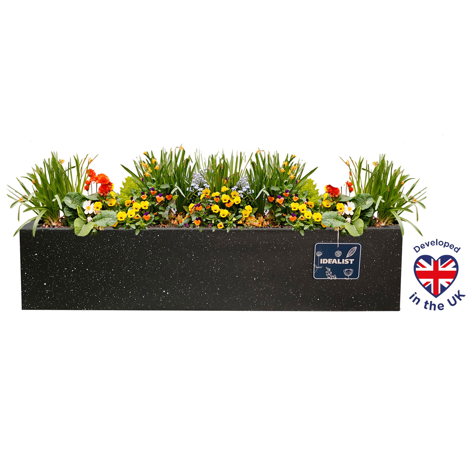 Window Box Light Concrete Black Terazzo Planter L60 W17 H17.5 cm, 18 ...