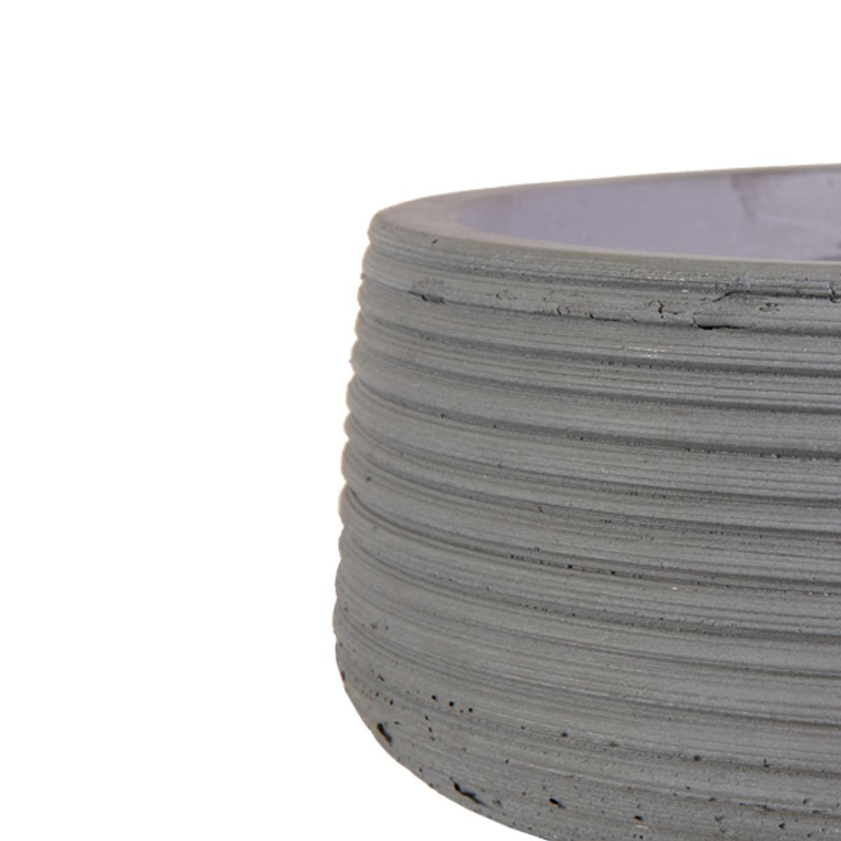 Large Ribbed Taupe Light Concrete Bowl Planter H12 D31 cm, 9 ltrs Cap ...