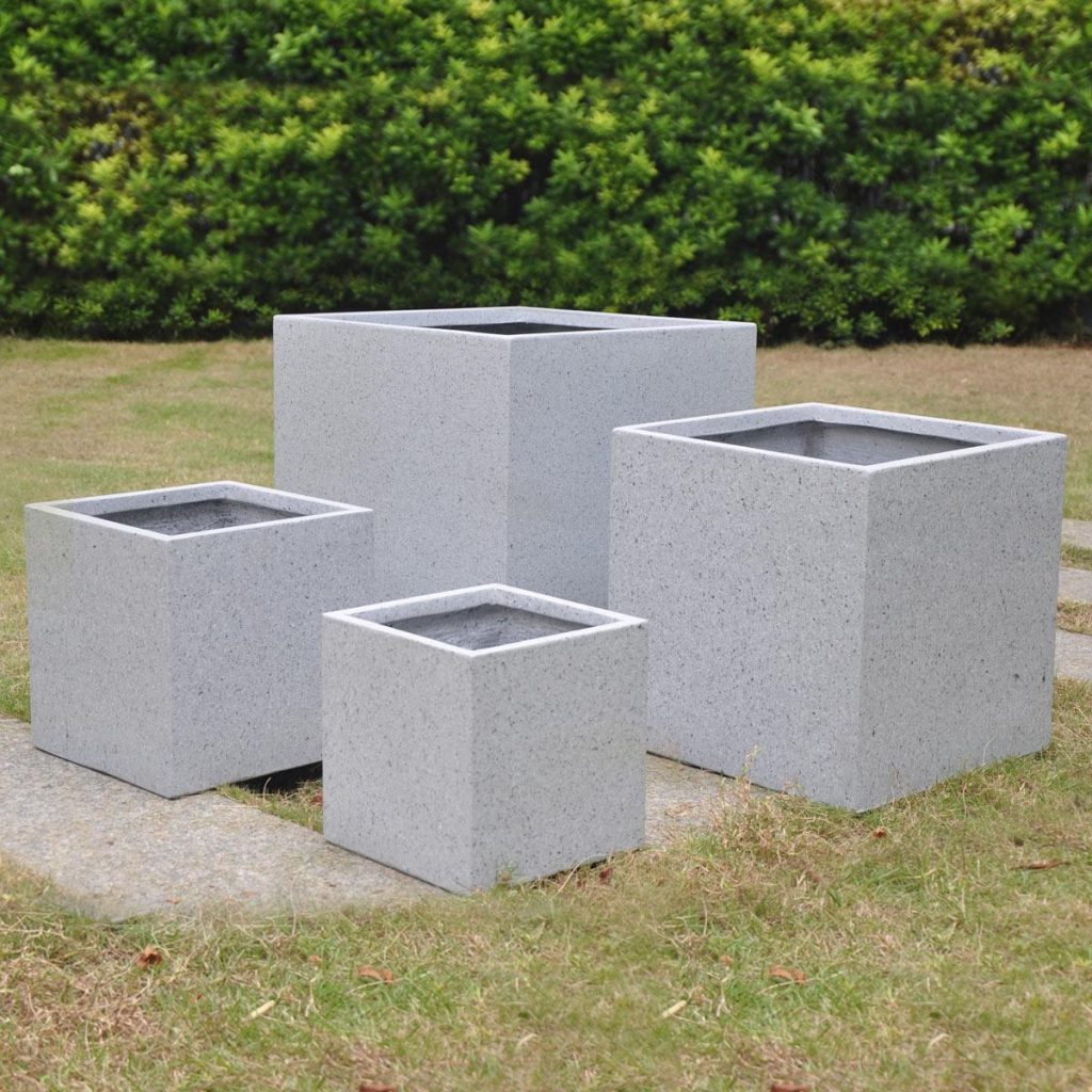 Square Box Contemporary Grey Marble Light Concrete Planter H30 L30 W30 ...