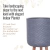 Honeycomb Style Grey Cylinder Round Indoor Planter with Legs D37.5 H61 ...