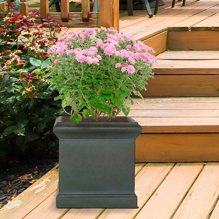 Victorian Box Black Square Light Stone Outdoor Garden Planter W27 H27 ...