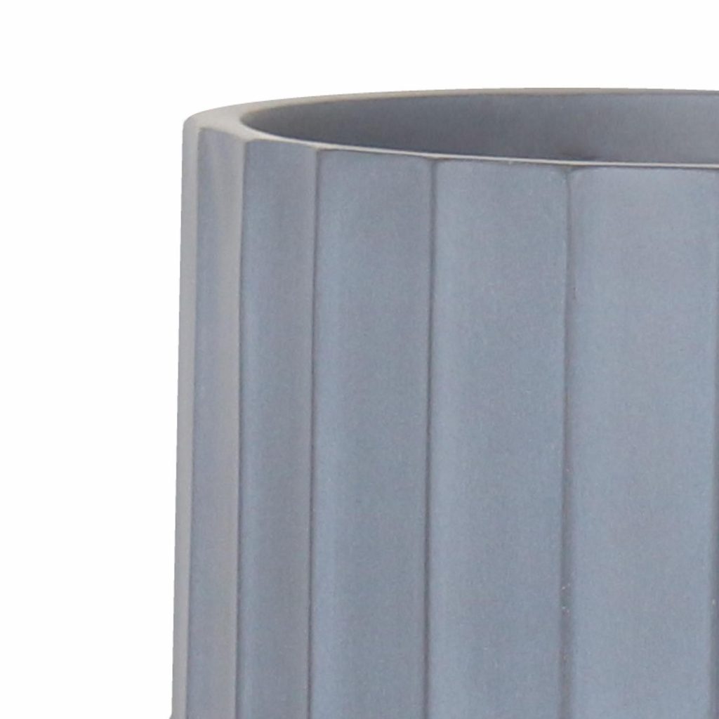 Modern Ribbed Light Grey Cylinder Round Outdoor Planter D24 H33 cm, 14. ...