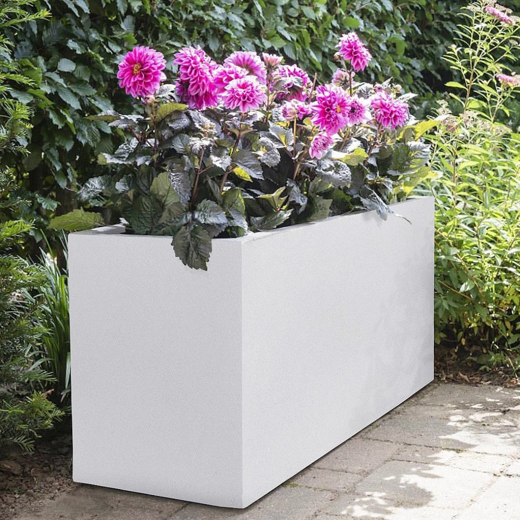 White Light Concrete Trough Garden Planter H41 L85 W26 cm, 91 ltrs Cap ...