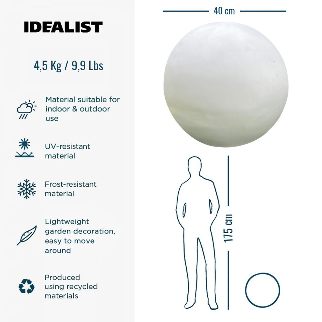 Concrete Effect White Washed Outdoor Garden Decorative Ball D40 cm buy ...