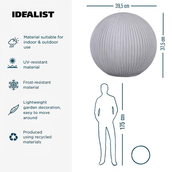 Vertical Ribbed White Outdoor Garden Decorative Ball D39.5 H37.5 cm buy ...