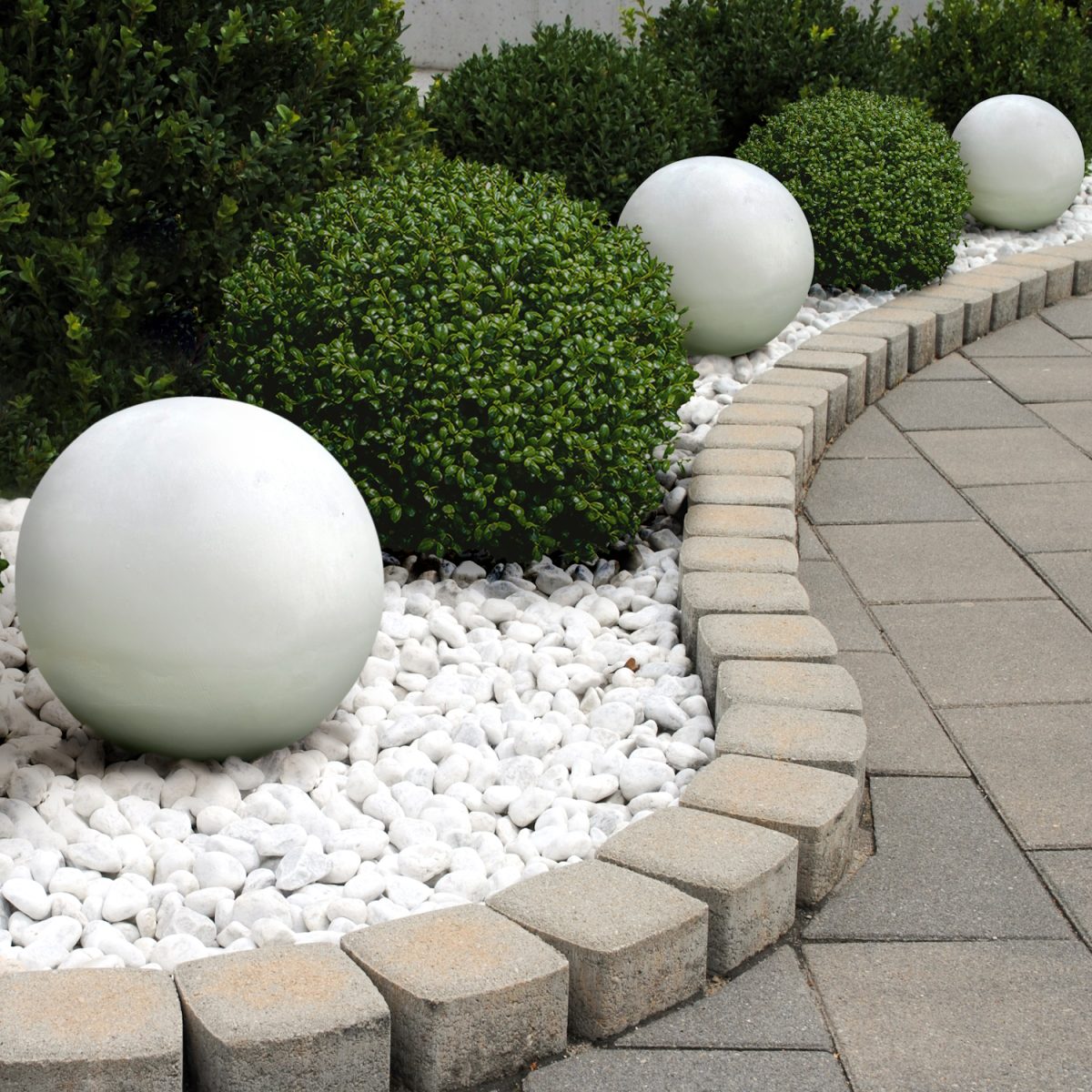 Concrete Effect White Washed Outdoor Garden Decorative Ball D25 cm buy ...